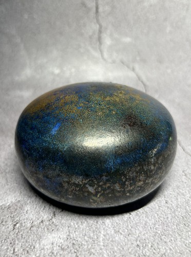 Blue Round Paperweight Raku Art Pottery Signed By Messer | eBay