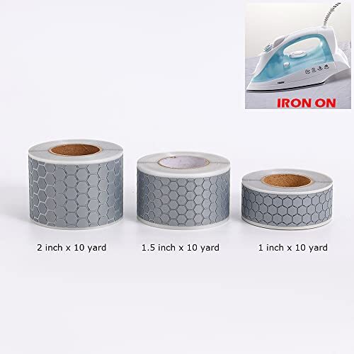 NOZUONO High Visibility Iron On Silver Reflective Heat 1 Inch x 10 Yard ...