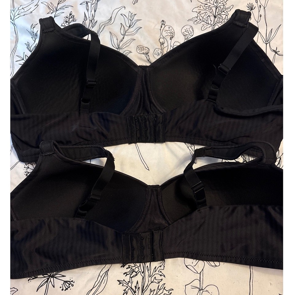 Playtex Full Figure Black Stripe Perfectly Smooth Wireless Bras, 42B x2 ...