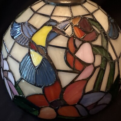 Tiffany Style Hummingbird Table Lamp Stained Glass and Bronze Colored ...