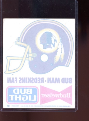 Washington Redskins Fan Budweiser Bud Man Window Sticker Decal Bud ...