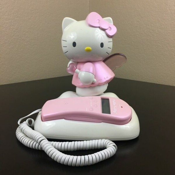 Sanrio Hello Kitty Telephone Landline Caller ID Tested Works Pink White ...