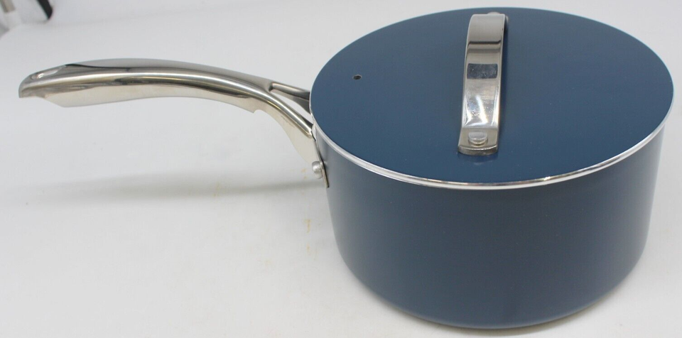 Caraclad Sauce Pot With Lid 2 Quart Aluminum Cookware Blue Mid Century ...