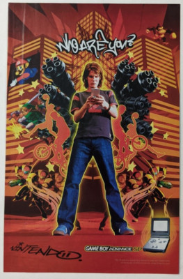 Game Boy Advance SP GBA Print Ad Poster Art PROMO Original Zelda Mario ...