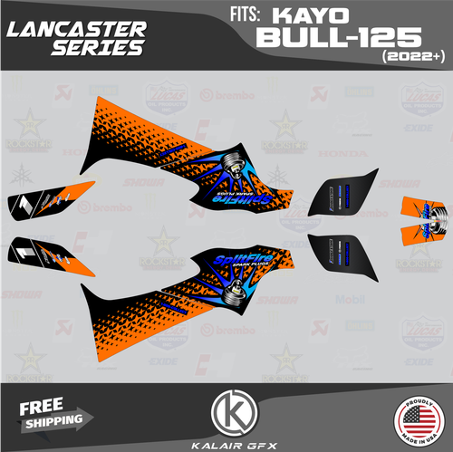Graphics Kit for Kayo ATV AU125 or Bull125 All Years Lancaster - ORANGE ...