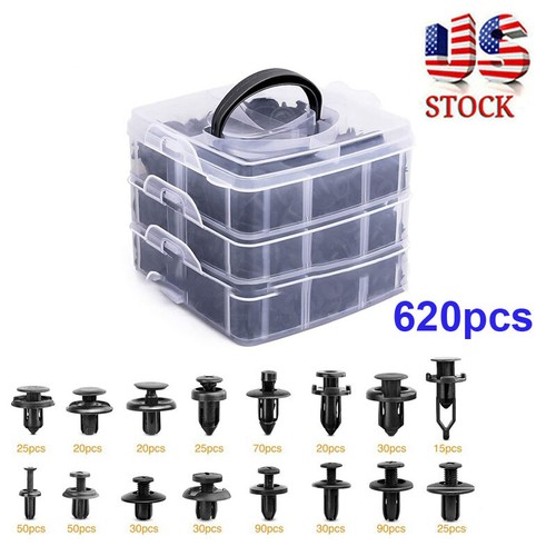 620Pcs Car Retainer Auto Fasteners Push Trim Plastic Clips Pin Rivet ...