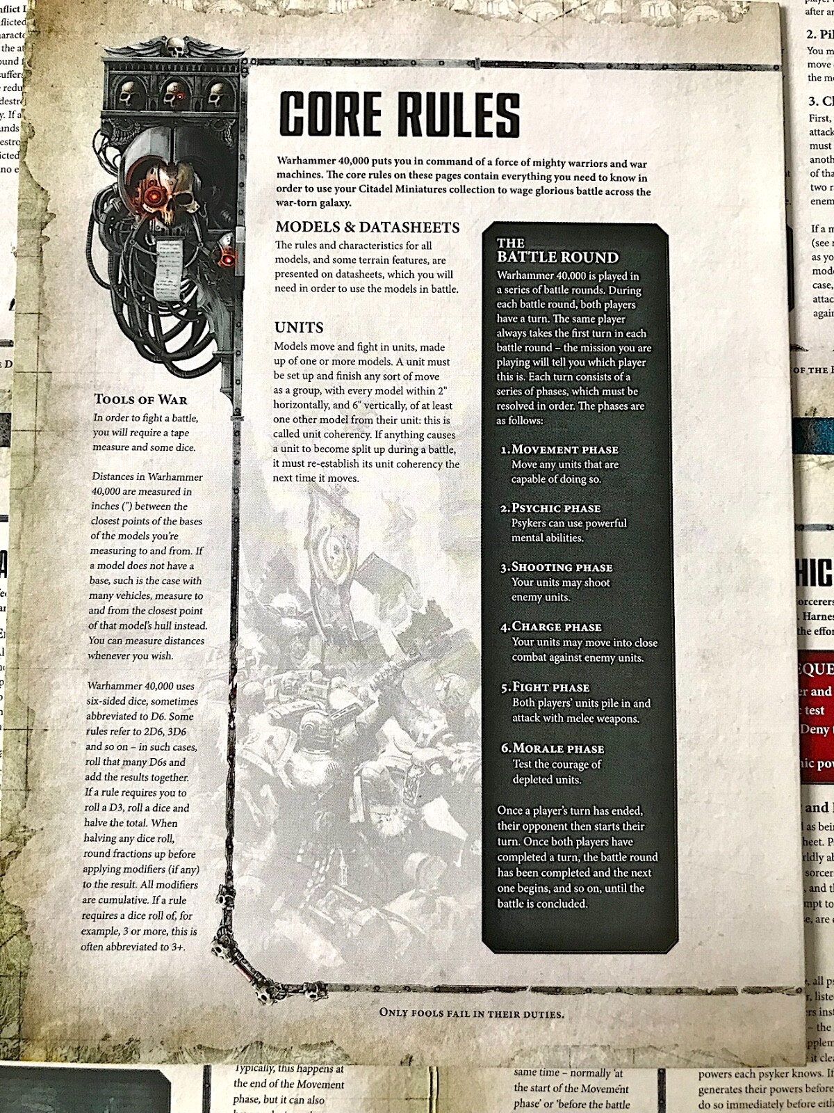 CORE RULES Rulebook fold-out 8-page Quick-Reference Games Workshop ...