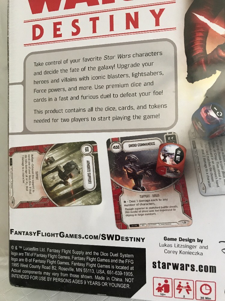 Star Wars Destiny Two-Player Dice & Card Game Fantasy Flight Games NEW ...
