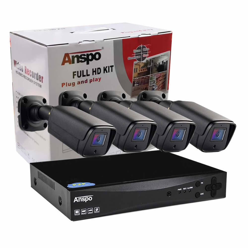 ANSPO CCTV Camera System 1080P HD 4CH DVR Home Outdoor Kit 1TB Hard ...