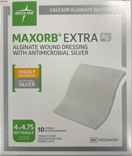 *50-Pack* Medline Maxorb Extra Ag Alginate Wound Dressing 4" x 4.75 ...