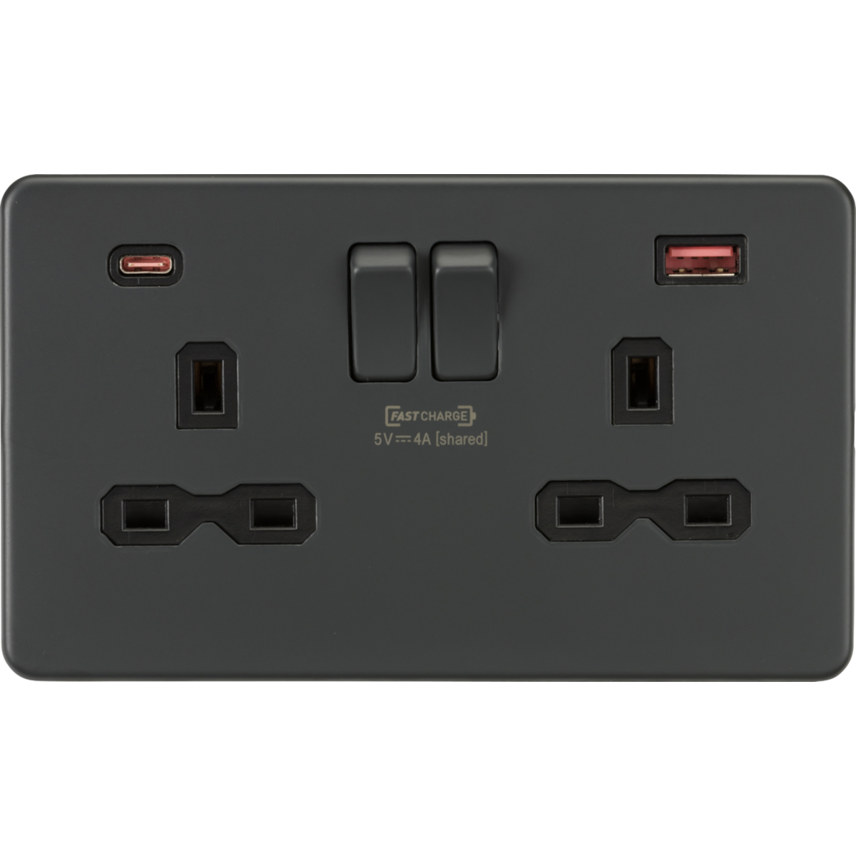 Screwless Anthracite Electrical Plug Sockets and Switches + USB ...