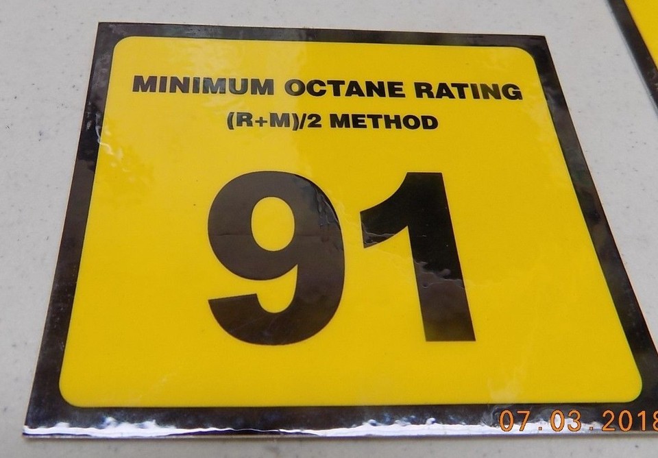 91 Octane Decal, 4-pack, Wayne, Tokheim, Gilbarco, Gas Pump Sticker ...