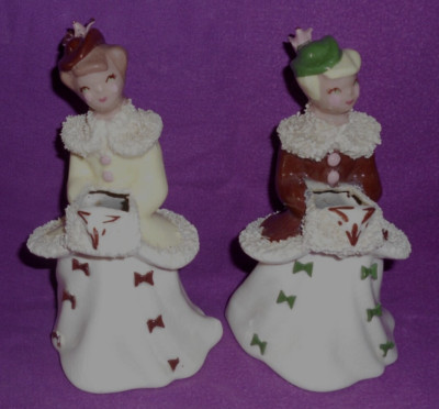 2 YONA 1948 California Pottery 6 3/4" Lady Figurines Flower Holders ...