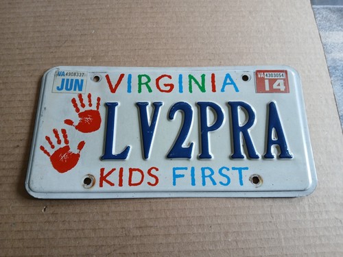 Vanity License Plate "LV2PRA" Love to Pray - Virginia VA Kids First ...