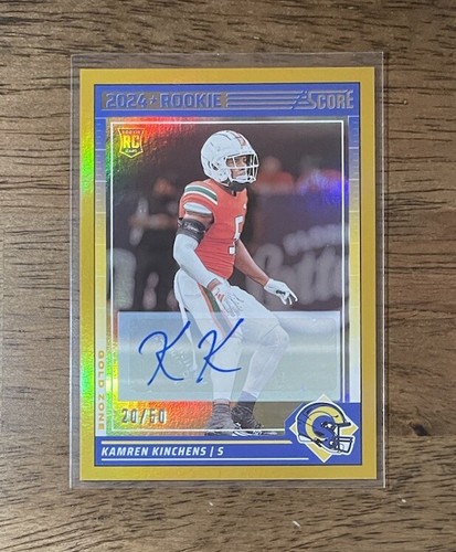 KAMREN KINCHENS 2024 PANINI SCORE FOOTBALL RC #348 Gold Zone AUTO #d ...