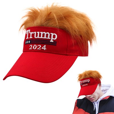 Trump Hats 2024 Wig Visor Donald Trump Baseball Hat Half Hat Support | eBay