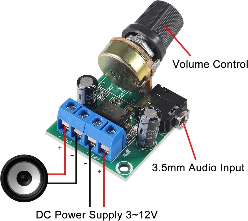 4Pcs LM386 10W Mini Power Amplifier Board Audio Amplifier Module DC 3 ...