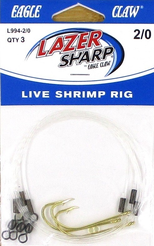 (10) Packs Eagle Claw Lazer Sharp Fishing Live Shrimp Rigs 2/0 Hooks ...