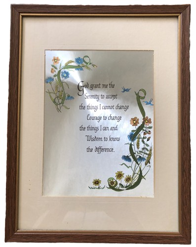 Vintage Serenity Prayer Wall Plaque Floral Blue Birds Framed Recovery ...