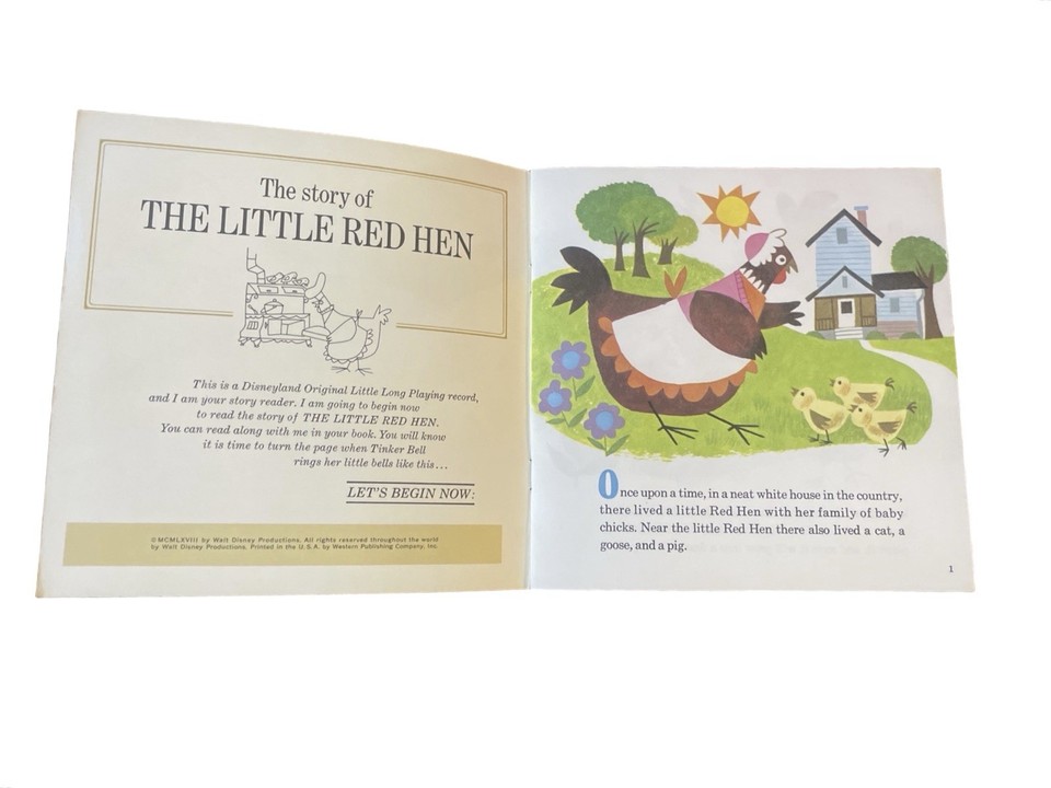 Walt Disney’s The Little Red Hen Book And Record 1968 #332 | eBay Australia