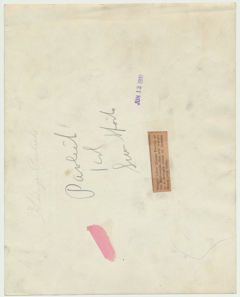 1930's GEORGE PAVLICH Portland Strongman + Wrestler Large SIGNED Photo ...