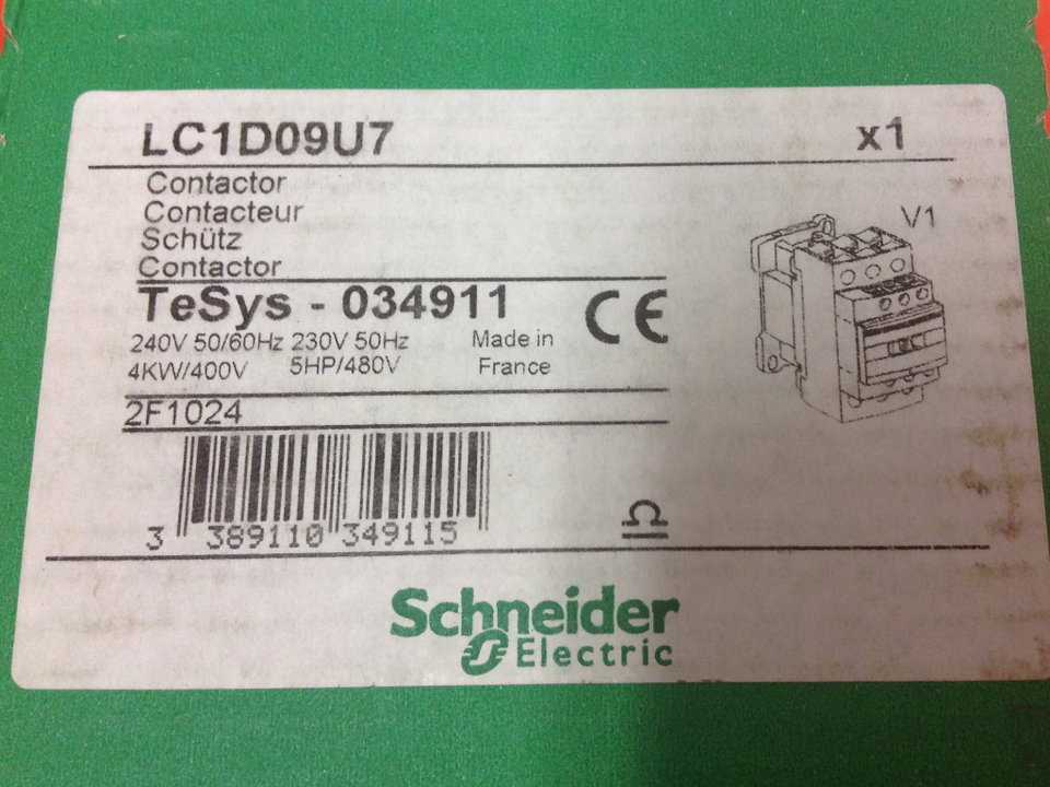 Schneider Electric - Part #LC1D09U7 - Contactor - TeSys 034911 - NEW | eBay