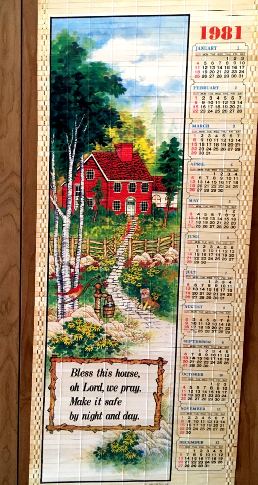 1981 WOOD SCROLL CALENDAR, GIFTCO., BLESS THIS HOUSE | eBay