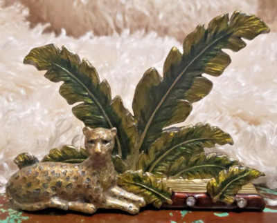 Decorative Enameled Metal Tiger Palm Stems Business Card Holder ...