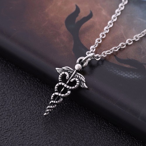 Caduceus Symbol Medicine Double Snakes Pendant Medical Sign Necklace ...