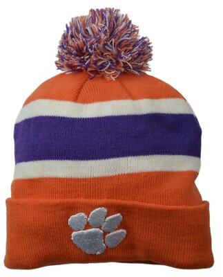 Clemson Tigers Fan Fav Mass Breakaway NCAA Team Logo Knit Pom Beanie ...