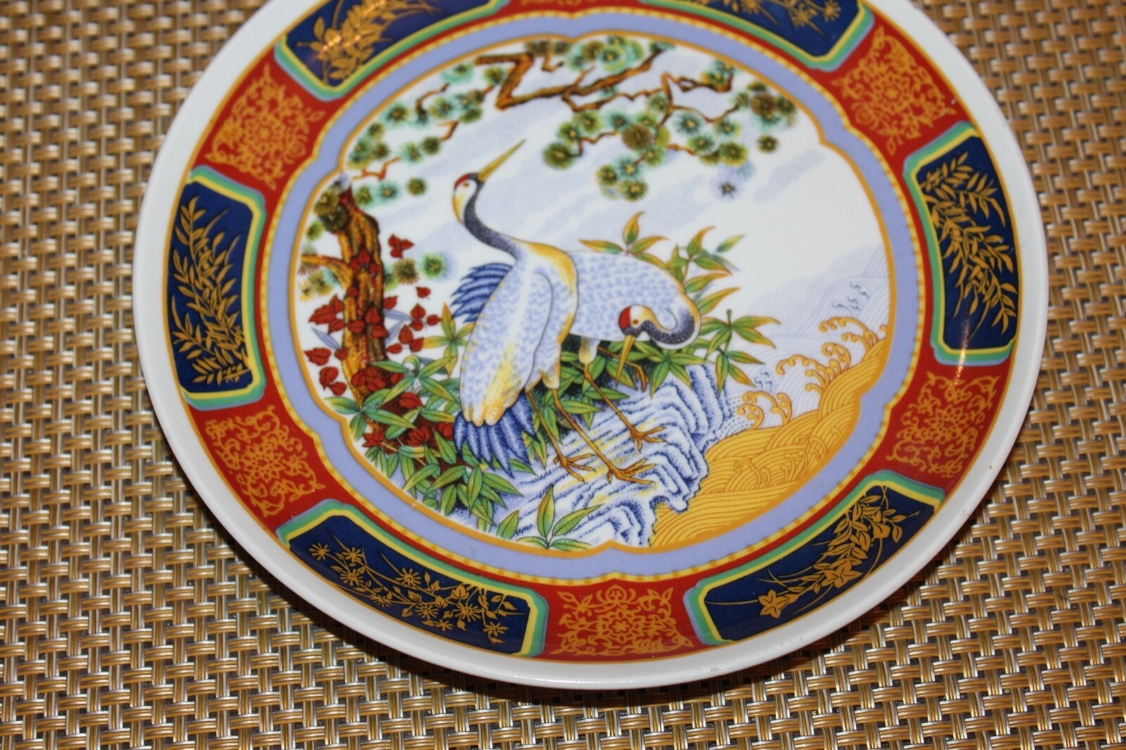 Chinese Asian Plate Dish Colorful Stork Birds Signed Plate | eBay