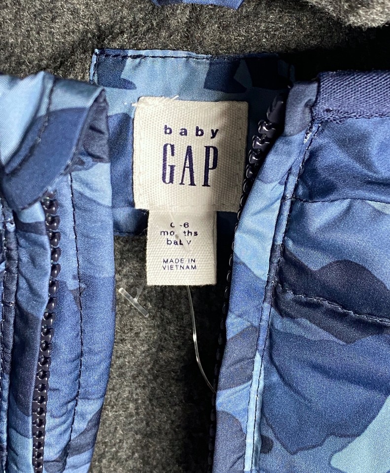 NWT BABY GAP Warmest Snowsuit Blue Camo Bears Hooded Puffer Boys 0 3 6 ...