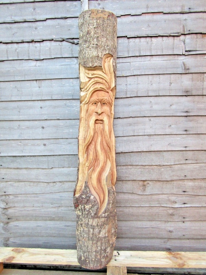 Fair Trade Hand Carved Wooden Green Man Full Tree Trunk Stump Log ...