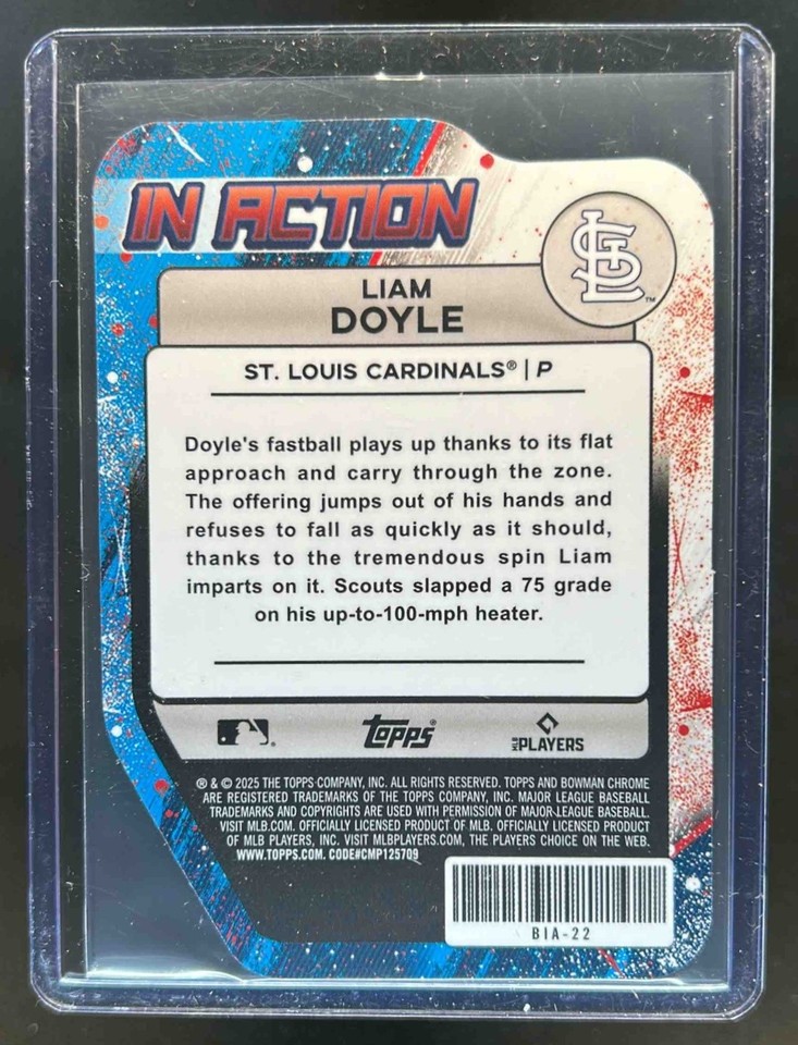2025 Bowman Draft Liam Doyle In Action #BIA-22 Cardinals | eBay