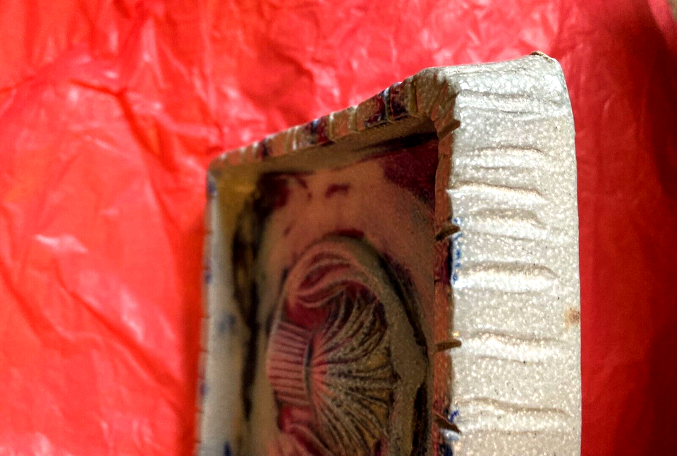 ROWE Pottery Works Tile Trivet 5"x5" Stooked Wheat Sheaves Cambridge WI ...