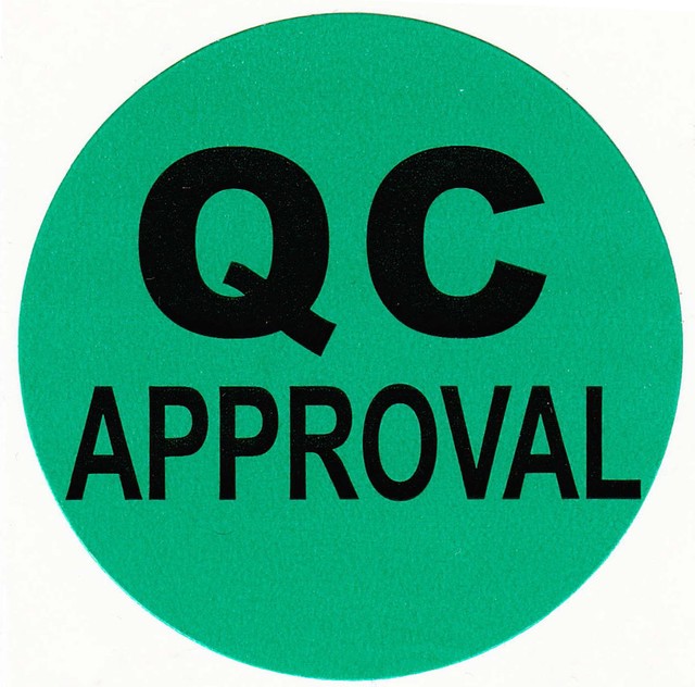 Green "QC Approval" QC QA Labels Stickers - 2" diameter - 1,000 ct Roll ...