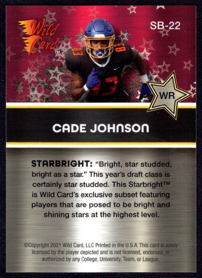 Cade Johnson 2021 Starbright South Dakota State Jackrabbits #SB-22 | eBay