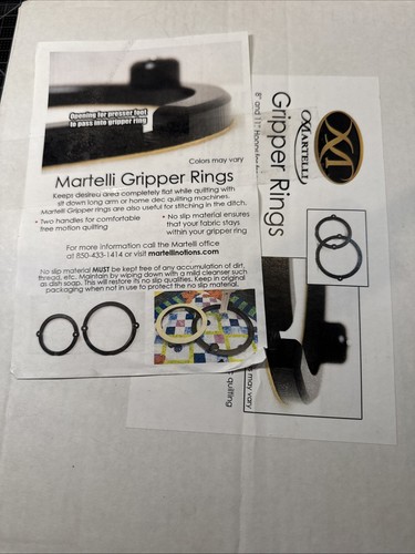 Set of 2 Martelli Gripper Rings 8" & 11" Free Motion Quilting Hoops GFM ...