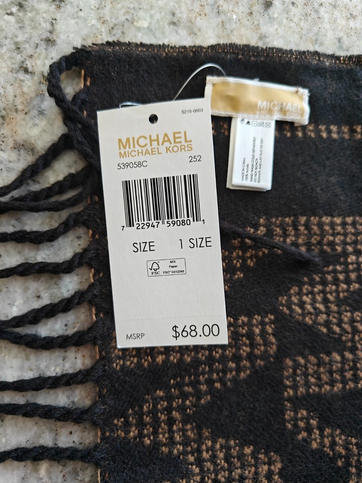 NWT Michael Kors Signature MK Logo Jacquard Cape Wrap/Scarf 2 Color ...