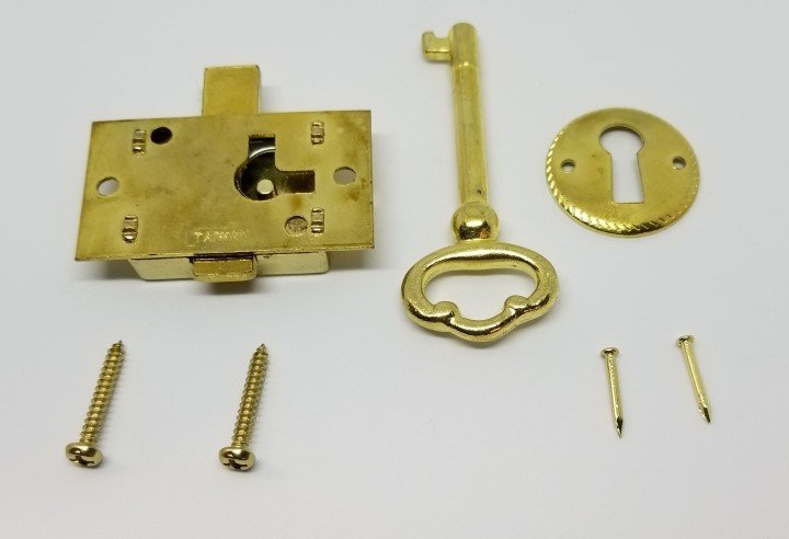Small Brass Plated Non Mortise Cabinet Lock In Antique | Cabinets Matttroy