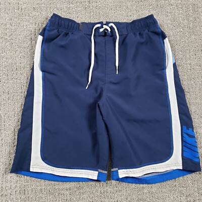 Vtg Y2k NIKE Board Shorts Mens Medium Blue Swim Trunks Lined Gray Tag ...