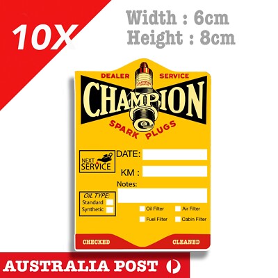 Champion Spark Plug Vintage Style Oil Change Service Reminder x10 ...