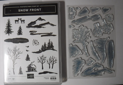 Stampin Up! Snow Front Stamp Set Trees Deer Cabin Mountains Nature ...