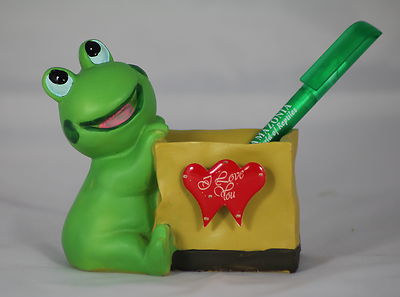 10.5cm FROG VALENTINE DESK TIDY - PEN HOLDER - STATIONARY POT - FROGGY ...