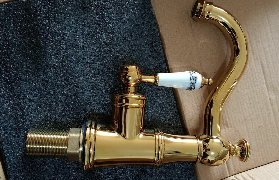 Gold+Crystal Brass Basin Faucet Bathroom Taps Overweight Ceramic Handle ...