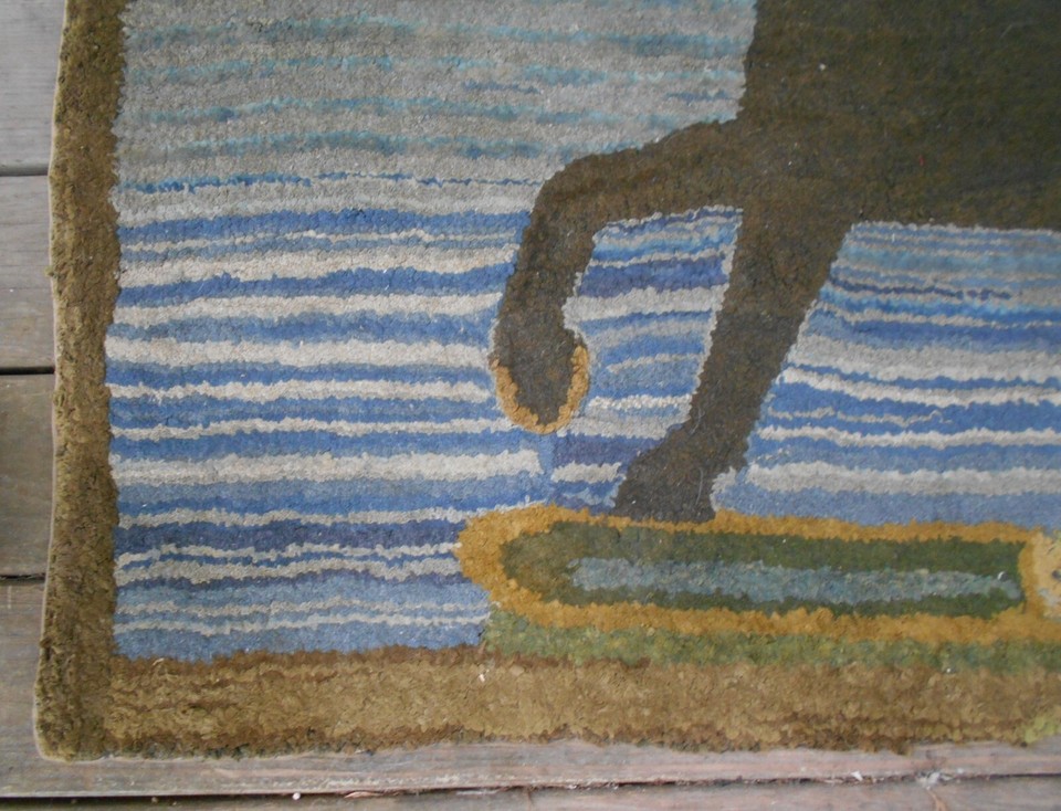 ANTIQUE 19th CENTURY FOLK ART HORSE HOOKED RUG | eBay