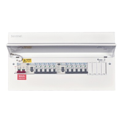 Europa SLCU20DS-FL01 Sentinel 20 Way Consumer Unit Metal Clad Dual RCD ...