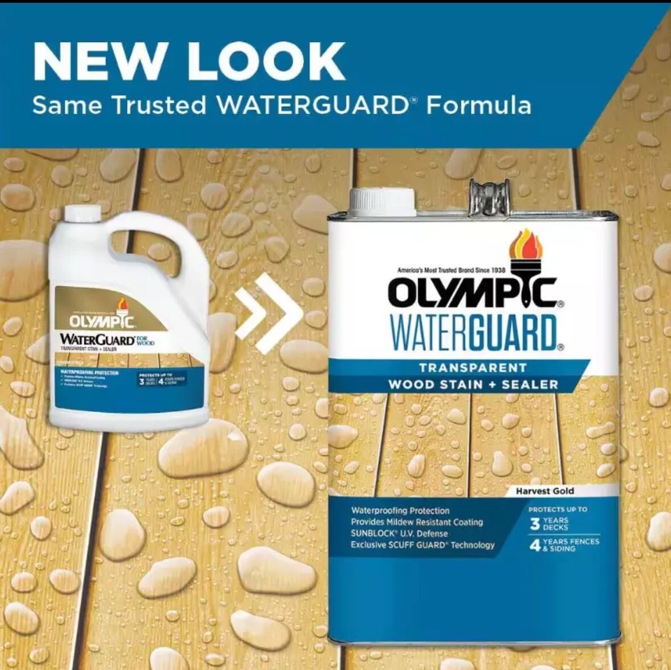 Olympic WaterGuard Transparent Stain & Sealer For Wood, Harvest Gold ...