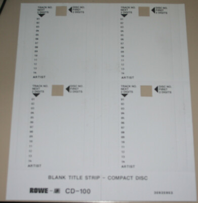 ROWE AMI CD and VCD juke box jukebox Blank Title Cards in bulk. | eBay UK