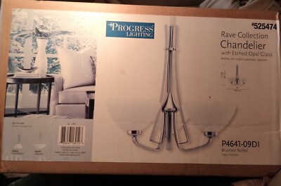 PROGRESS LIGHTING RAVE 3-Light Chandelier Lamp Brushed Nickel UPC ...